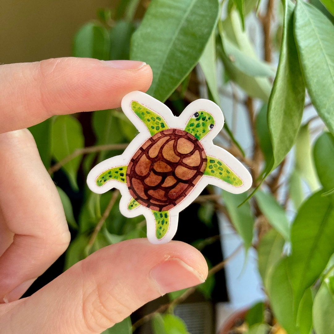 Mini 1 Inch Sea Turtle Sticker, Cute Tiny Turtle Vinyl Sticker ...
