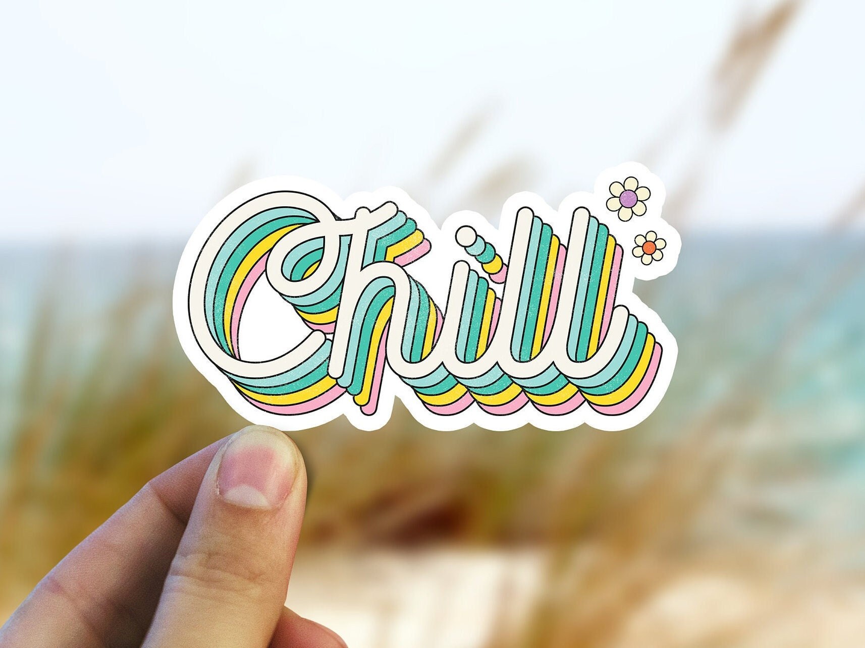Chill Sticker Aesthetic Lettering Decal Trendy Laptop - Etsy