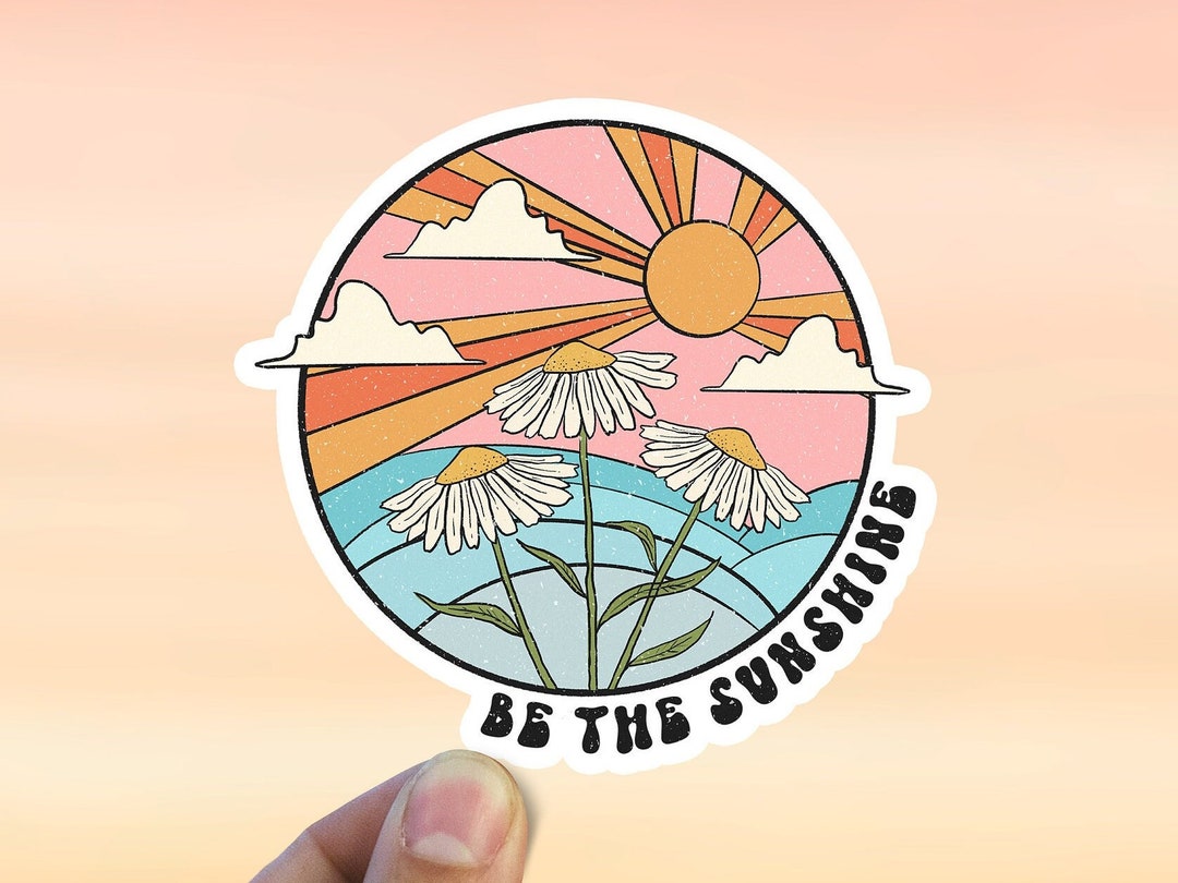 Be the Sunshine Sticker, Retro Boho Aesthetic Decal, Vintage Floral ...