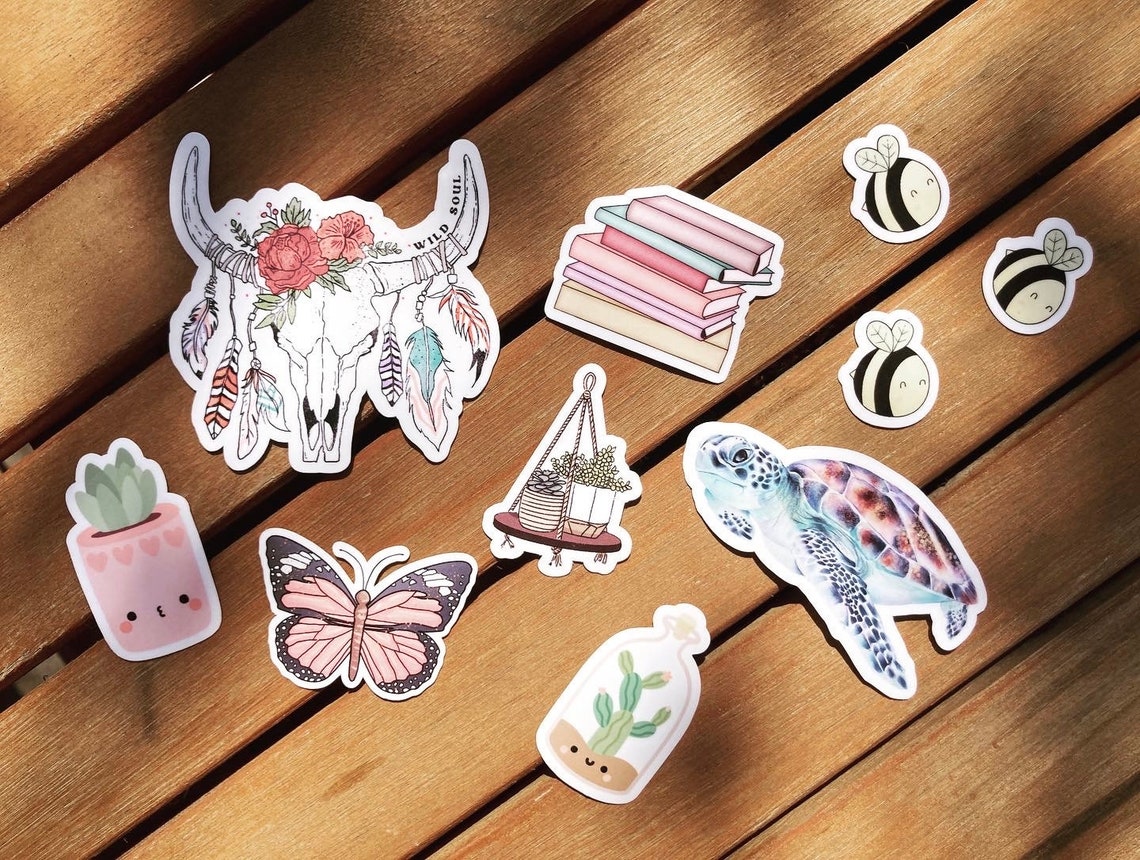 Boho Bull Skull Sticker Western Vinyl Sticker Bohemian - Etsy