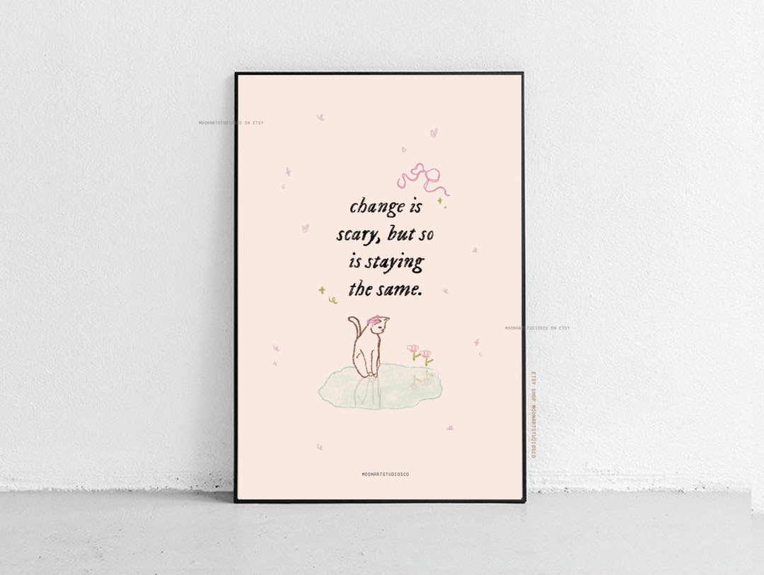 Positive Self Care Affirmation Cute Cat Wall Art Print A4 Motivational ...