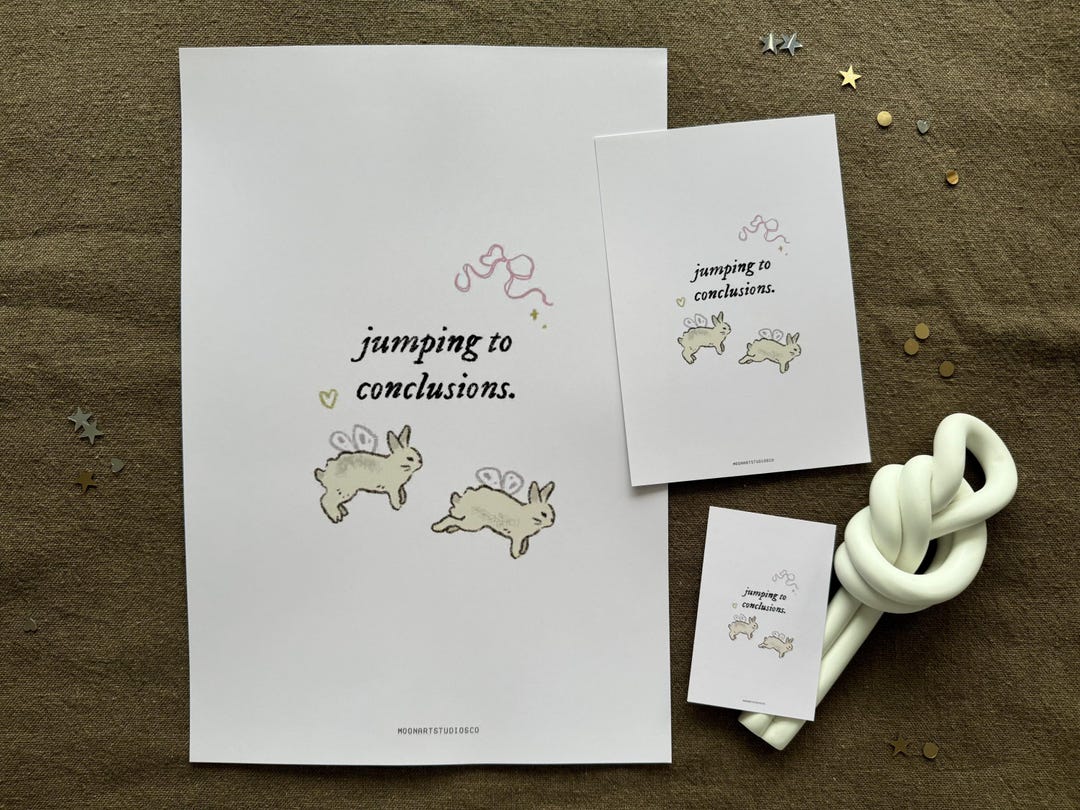 Jumping to Conclusions, Cute Bunny Print | Mini 6x4 A4 Print Girly Wall ...
