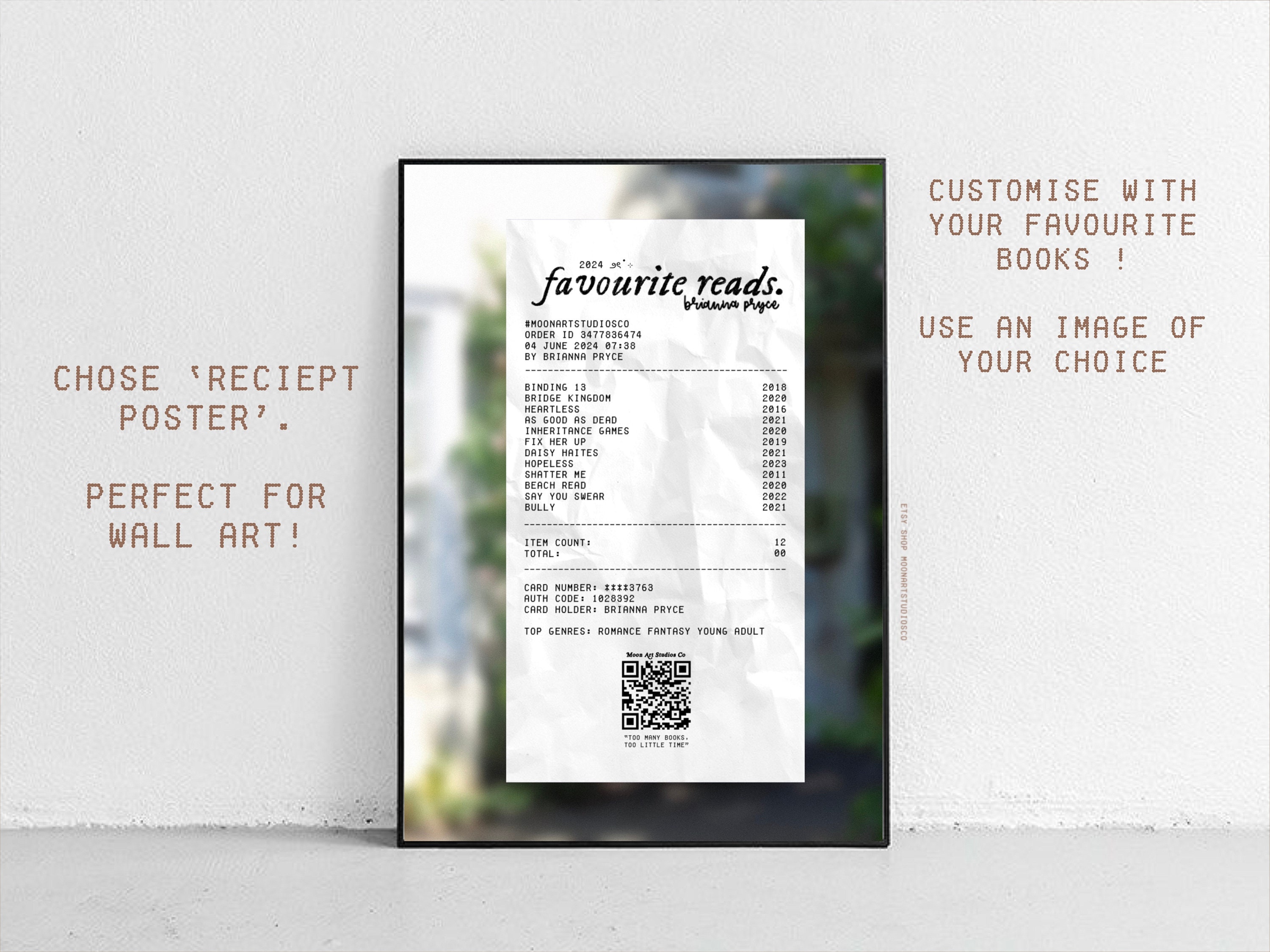 Custom Bookish Receipt *DIGITAL Item* || Personalised Bookish Gift ...