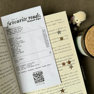 Custom Bookish Receipt Bookmark Phone Print A4 | Personalised Bookish ...