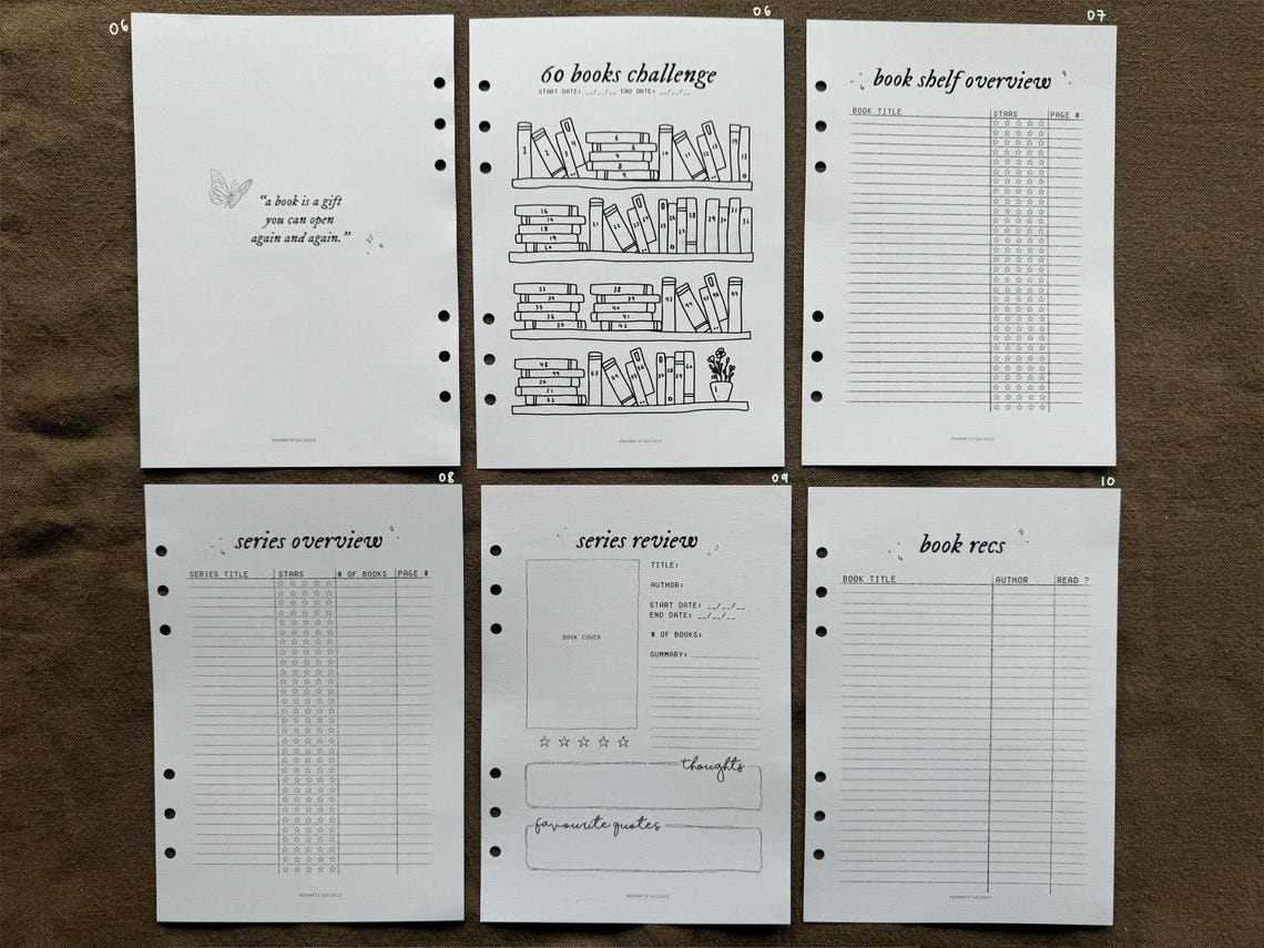 A5 Book Review Grid Inserts | Reading Planner, Reading Diary, Book ...
