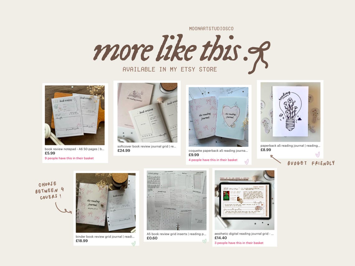 A5 Book Review Grid Inserts | Reading Planner, Reading Diary, Book ...