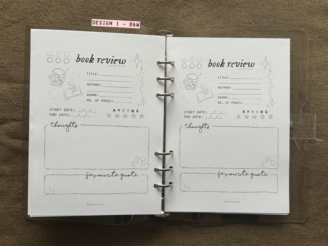 A5 Book Review Grid Inserts | Reading Planner, Reading Diary, Book ...