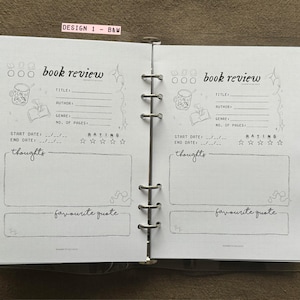 A5 Book Review Grid Inserts | Reading Planner, Reading Diary, Book ...