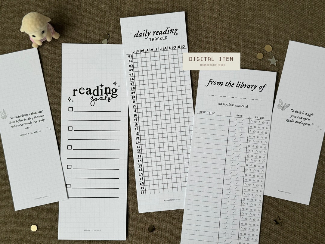 Printable Bookmarks Reading Goals, Daily Reading Tracker, Library Book ...