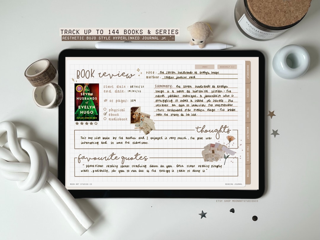 Aesthetic Digital Reading Journal Grid - Hyperlinked Pdf | Goodnotes ...