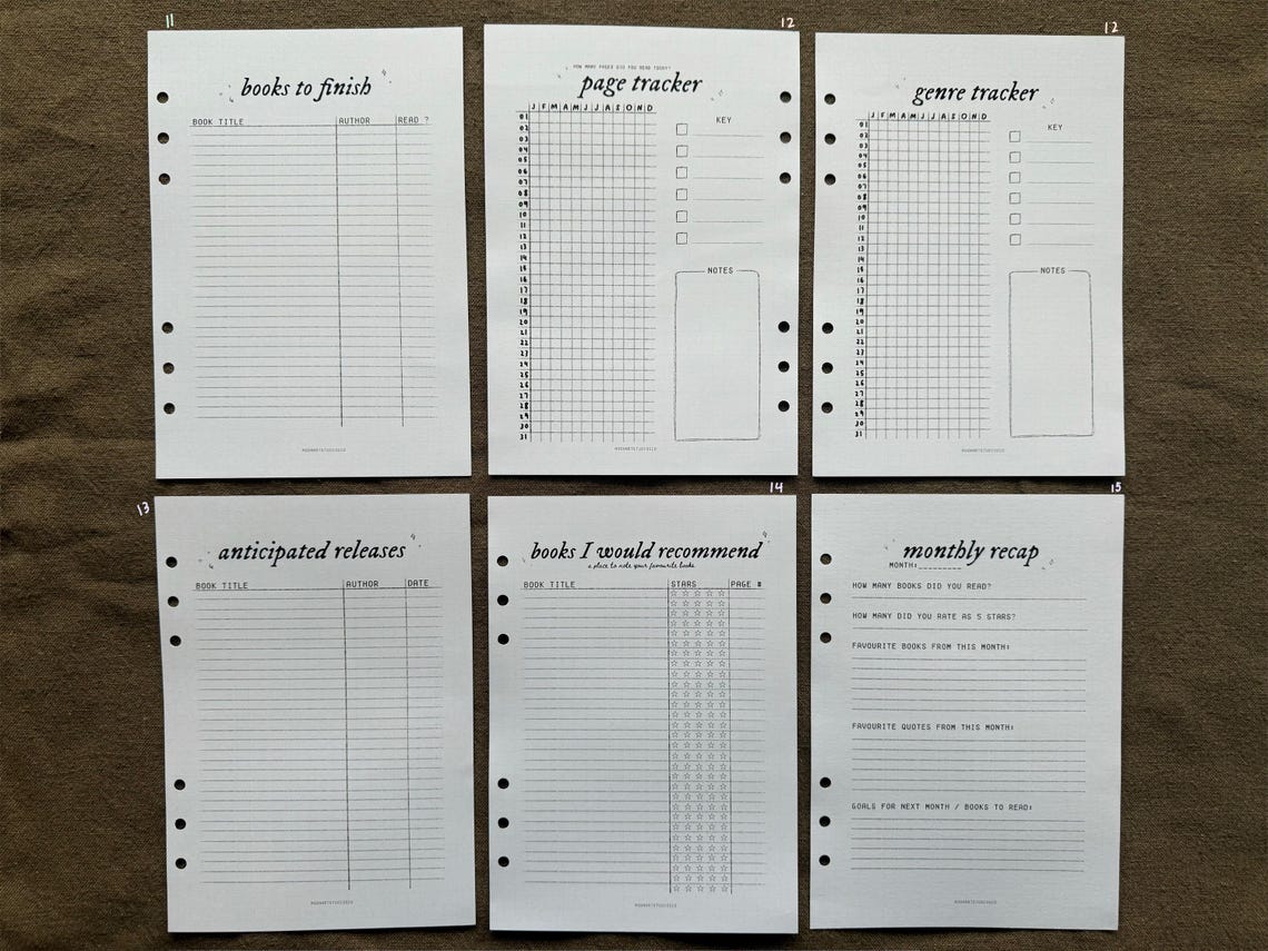 A5 Book Review Grid Inserts | Reading Planner, Reading Diary, Book ...
