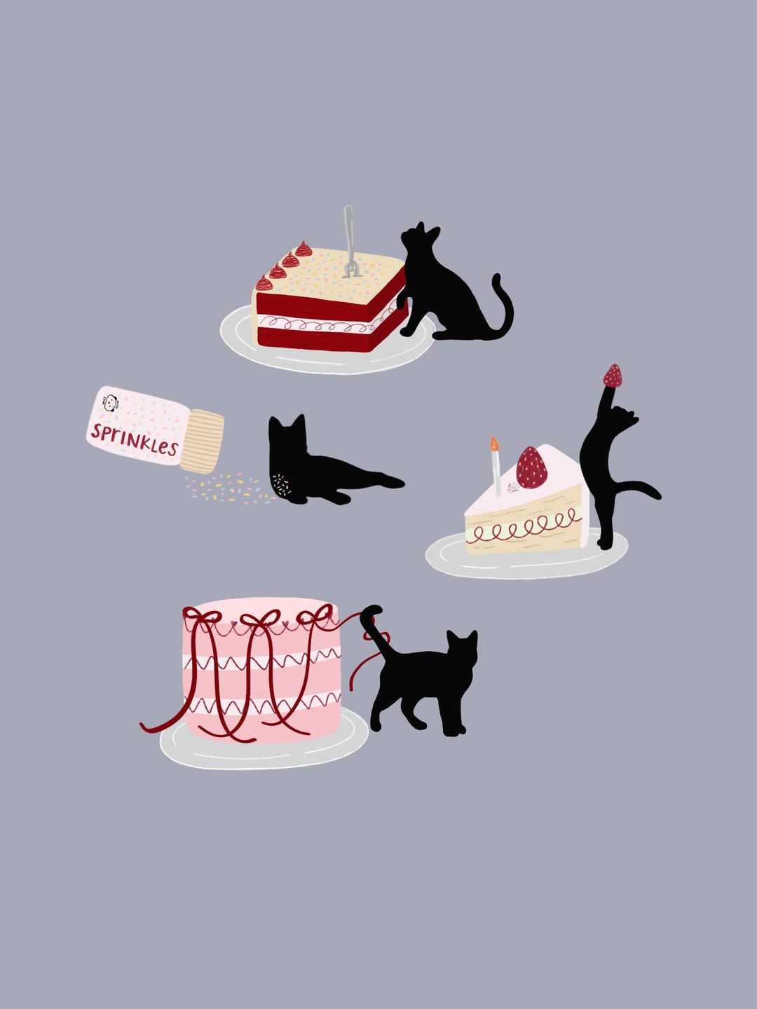 Cute Cat Birthday Card | Digital Print | Wall Art, Special Occassion ...