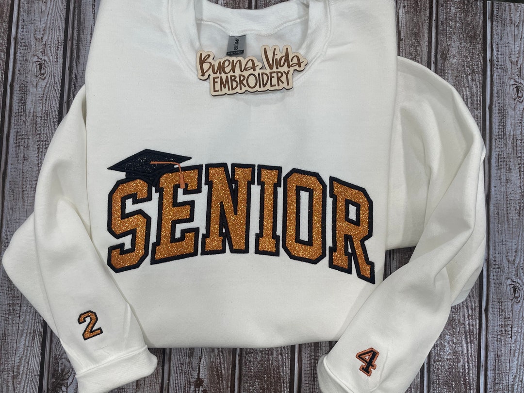 Senior Glitter Embroidered Sweatshirt, Senior Gift, Custom Sweater - Etsy