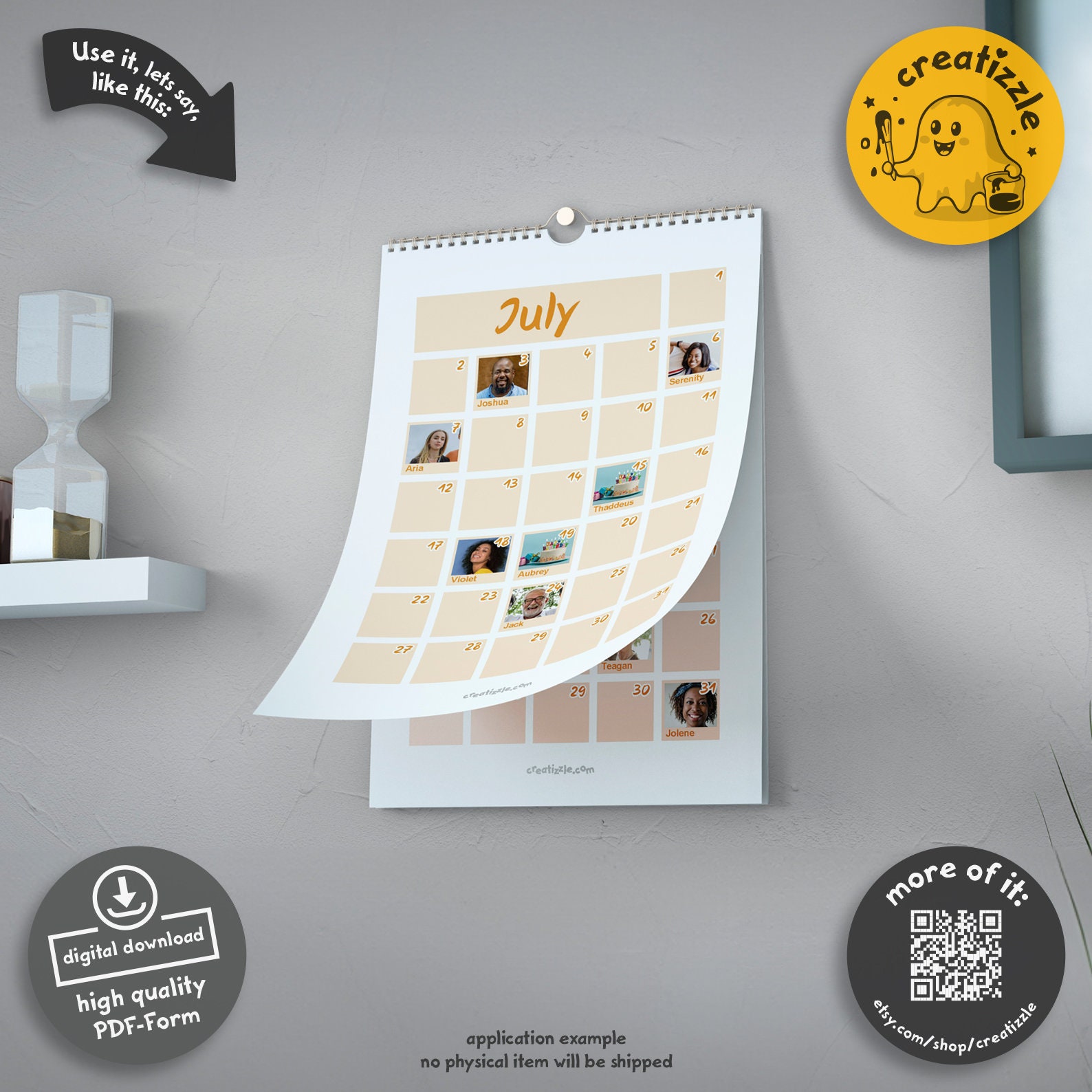 Perpetual Calendar, Customizable Calendar, Pdf-form, Birthday Calendar ...