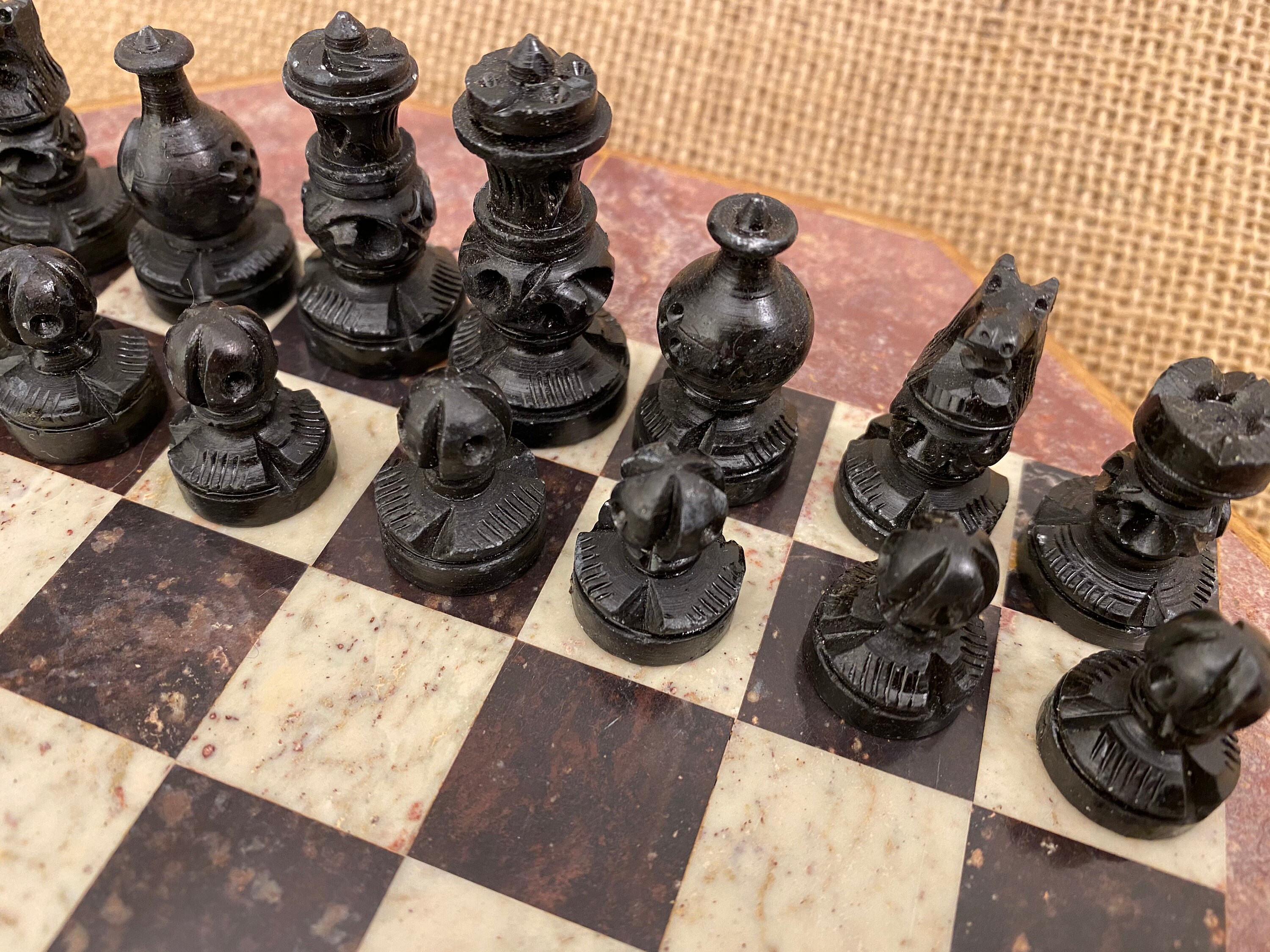 Indian Octagonal Chess Set Stone Pieces Box Set With 6 Inch | Etsy UK