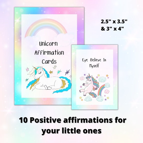 10 Unicorn Affirmation Cards for Children Positive Children | Etsy