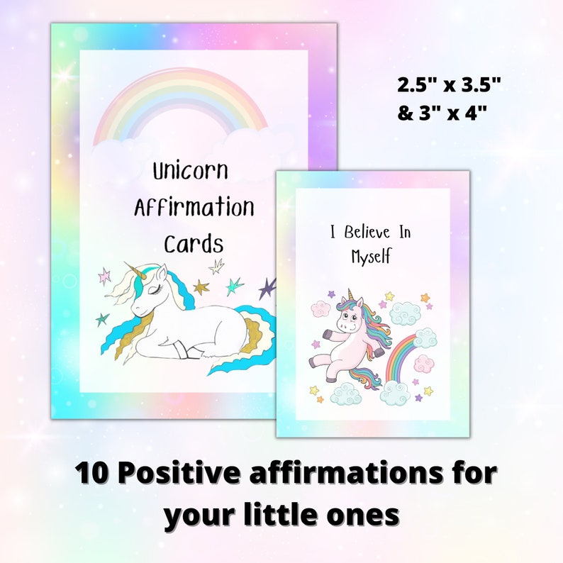 X10 I AM Unicorn Affirmation Cards for Children, Positive Children ...