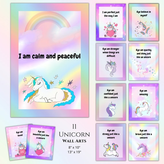 11 Unicorn Motivational Wall Art Posters for Children - Etsy