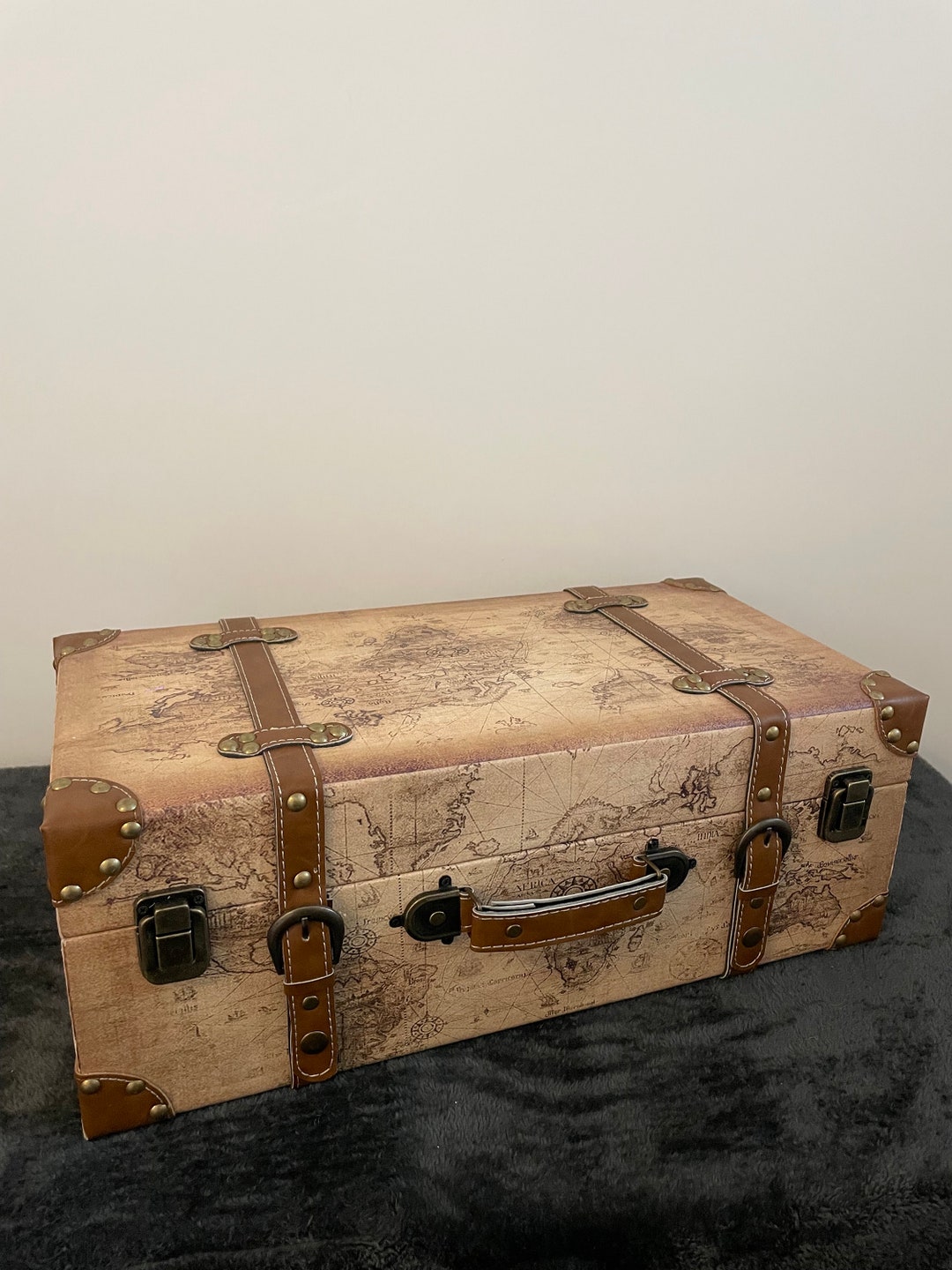 New Medium World Map Suitcase Design Storage Box in a Modern Retro ...