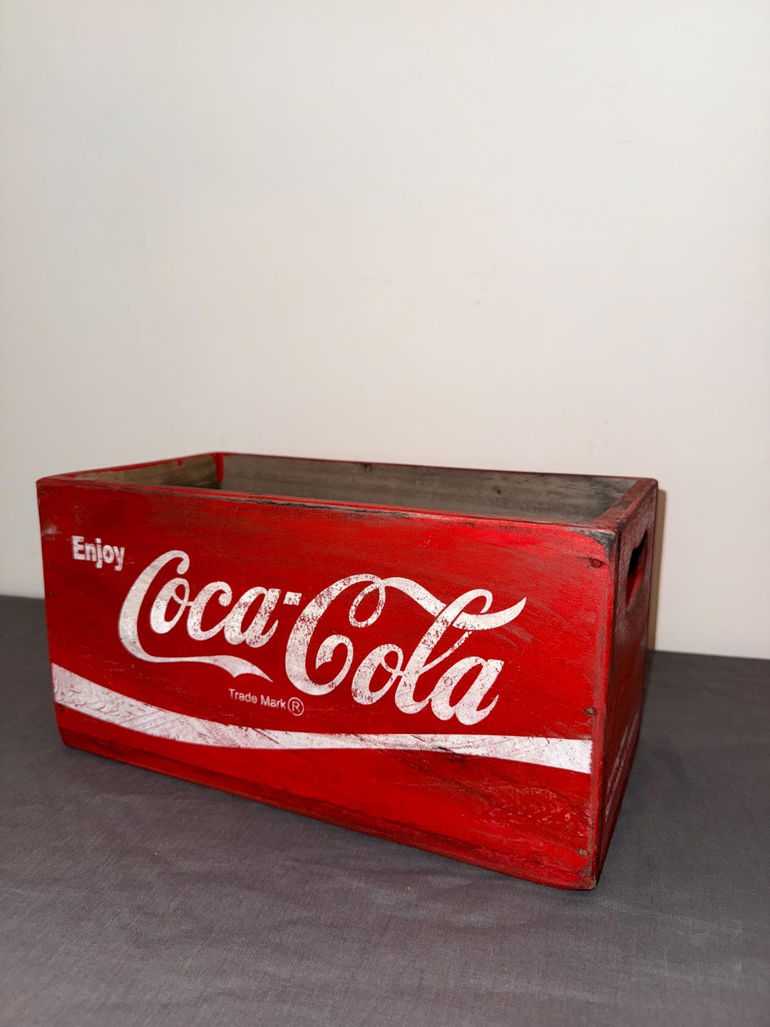 New Large Red Coca-cola Wooden Storage Box (side Handles) - Etsy