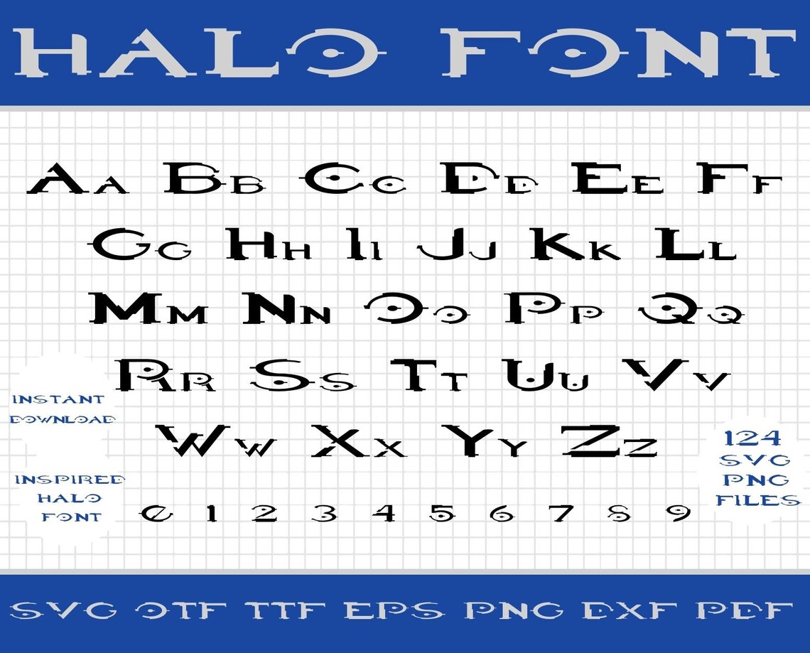 Halo Font Svg Halo Svg Halo Png Halo Font Halo Font Png | Etsy