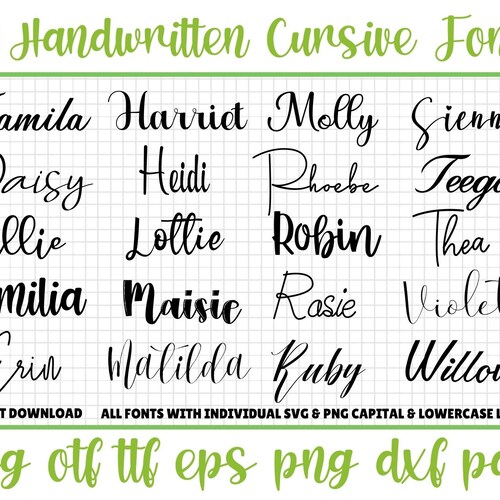 50 HANDWRITTEN FONTS SVG Cursive Font Bundle Svg Font - Etsy