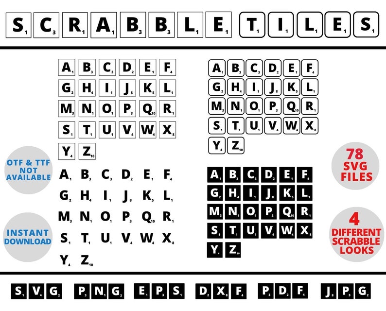 Scrabble Tiles Svg Files Scrabble Tiles SVG Scrabble Tiles - Etsy