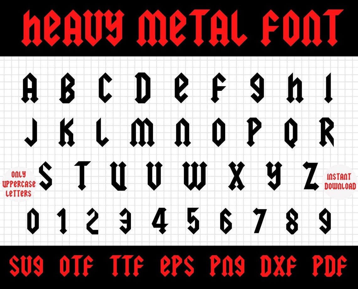 Heavy Metal Font Hard Rock Font Rock Font Metal Font Heavy | Etsy