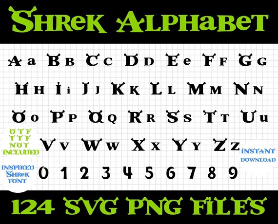 Shrek Font Png Shrek Font Shrek Shrek Alphabet Shrek | Etsy
