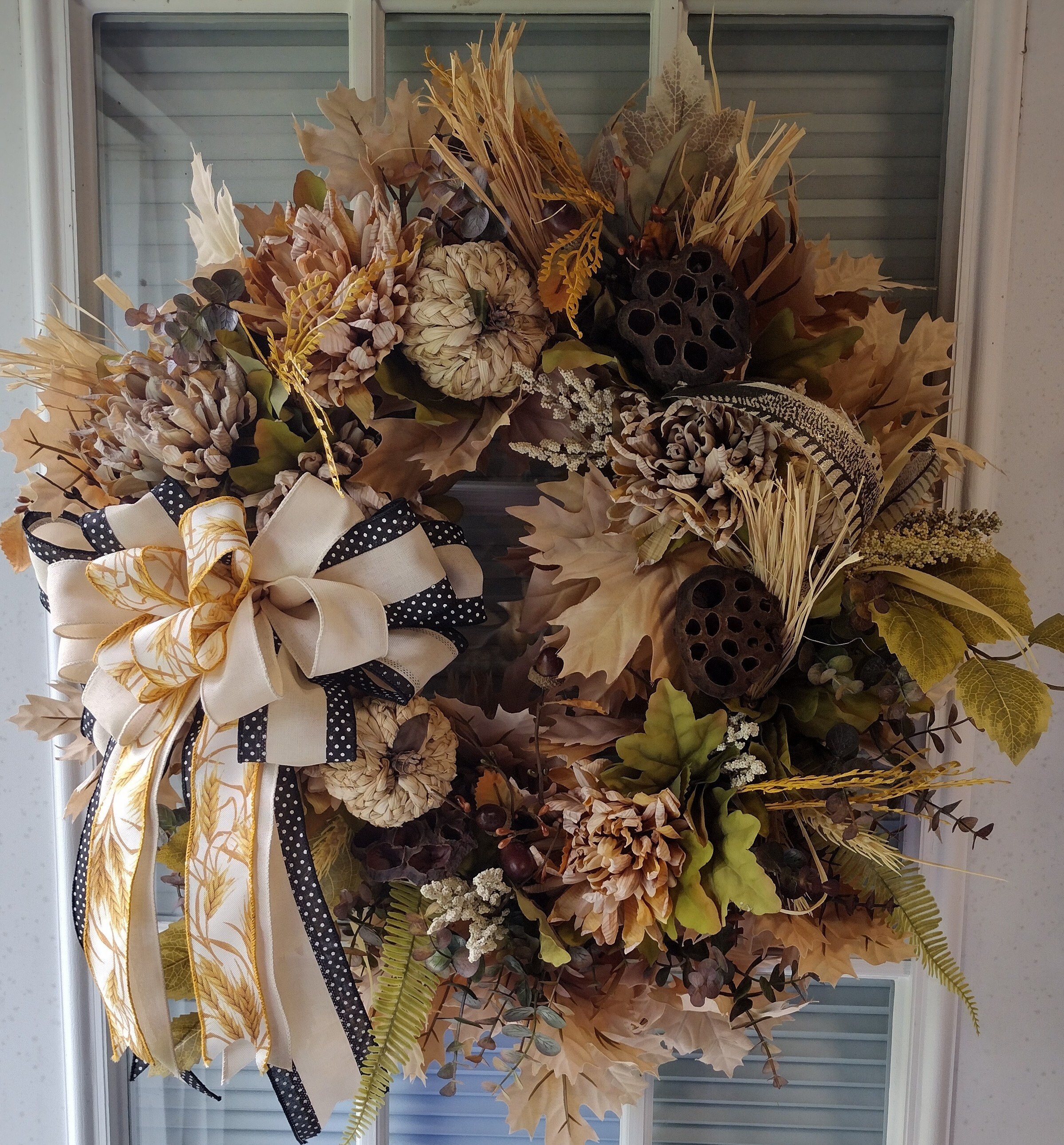 Mum Fall Wreath, Natural Fall Wreath, Farmhouse Fall Wreath, Decorative ...