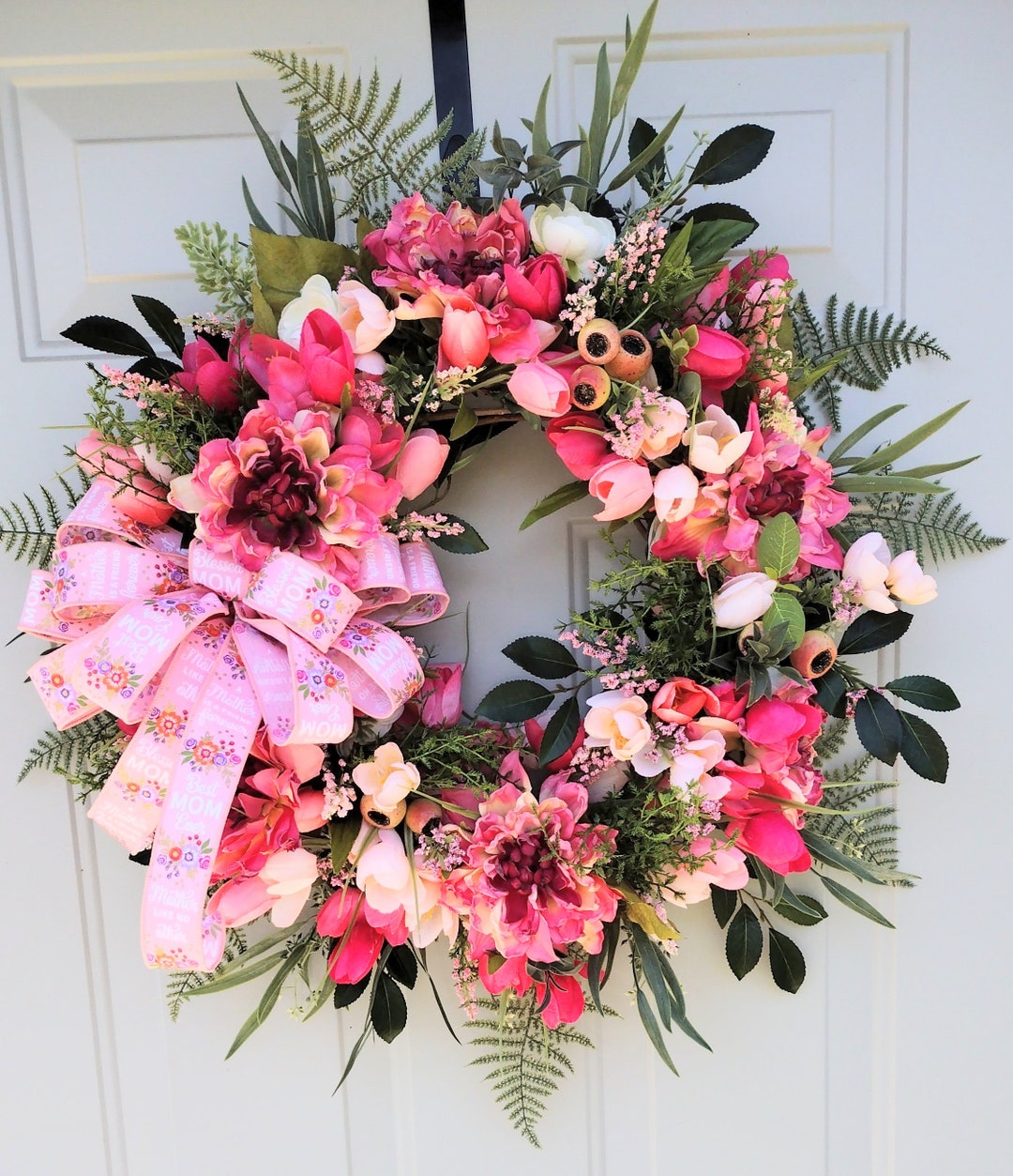 Front Door Wreath, Birthday Gift, Summer Wreath, Tulip Wreath ...