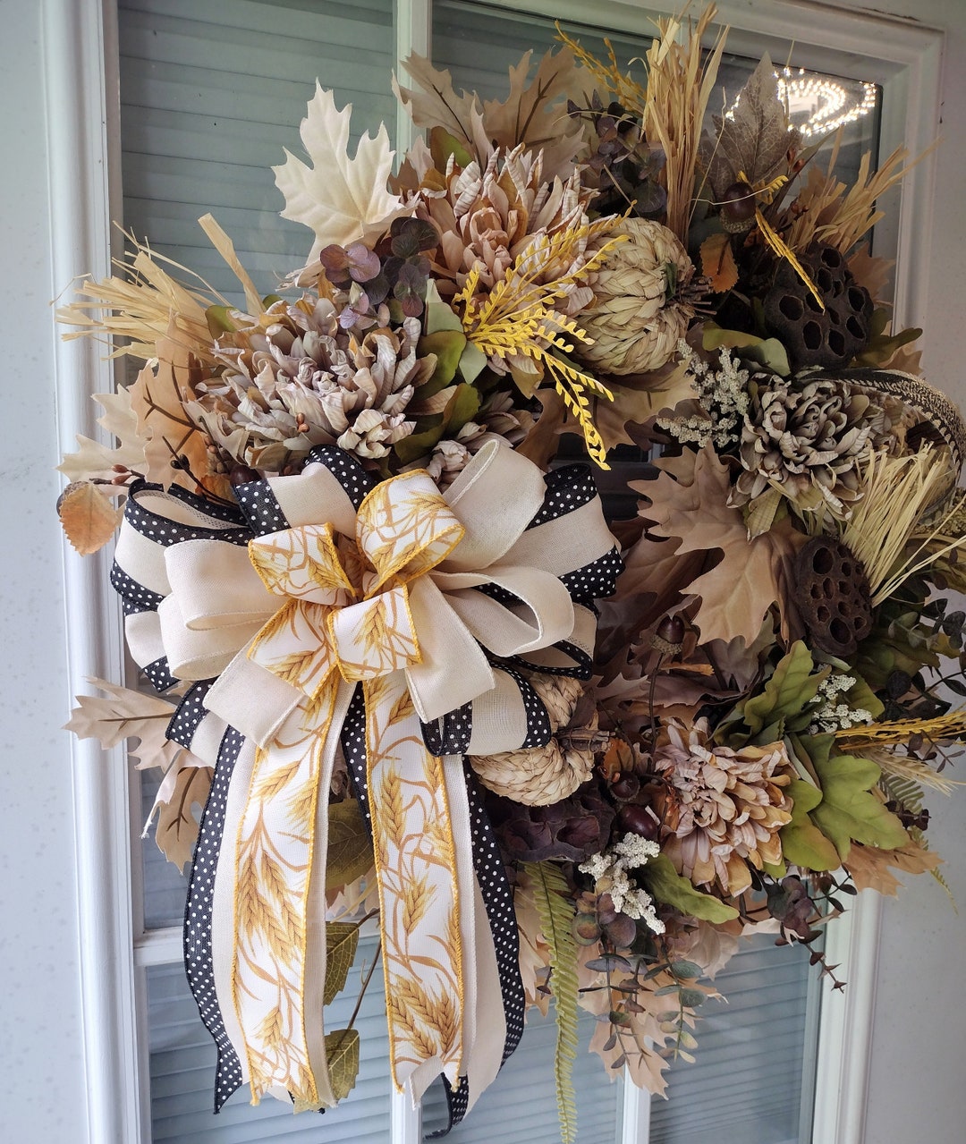 Mum Fall Wreath, Natural Fall Wreath, Farmhouse Fall Wreath, Decorative ...