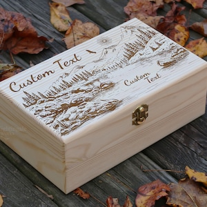 Personalized Engraved Mountains Box, Collection Box, Storage Box, Photo ...
