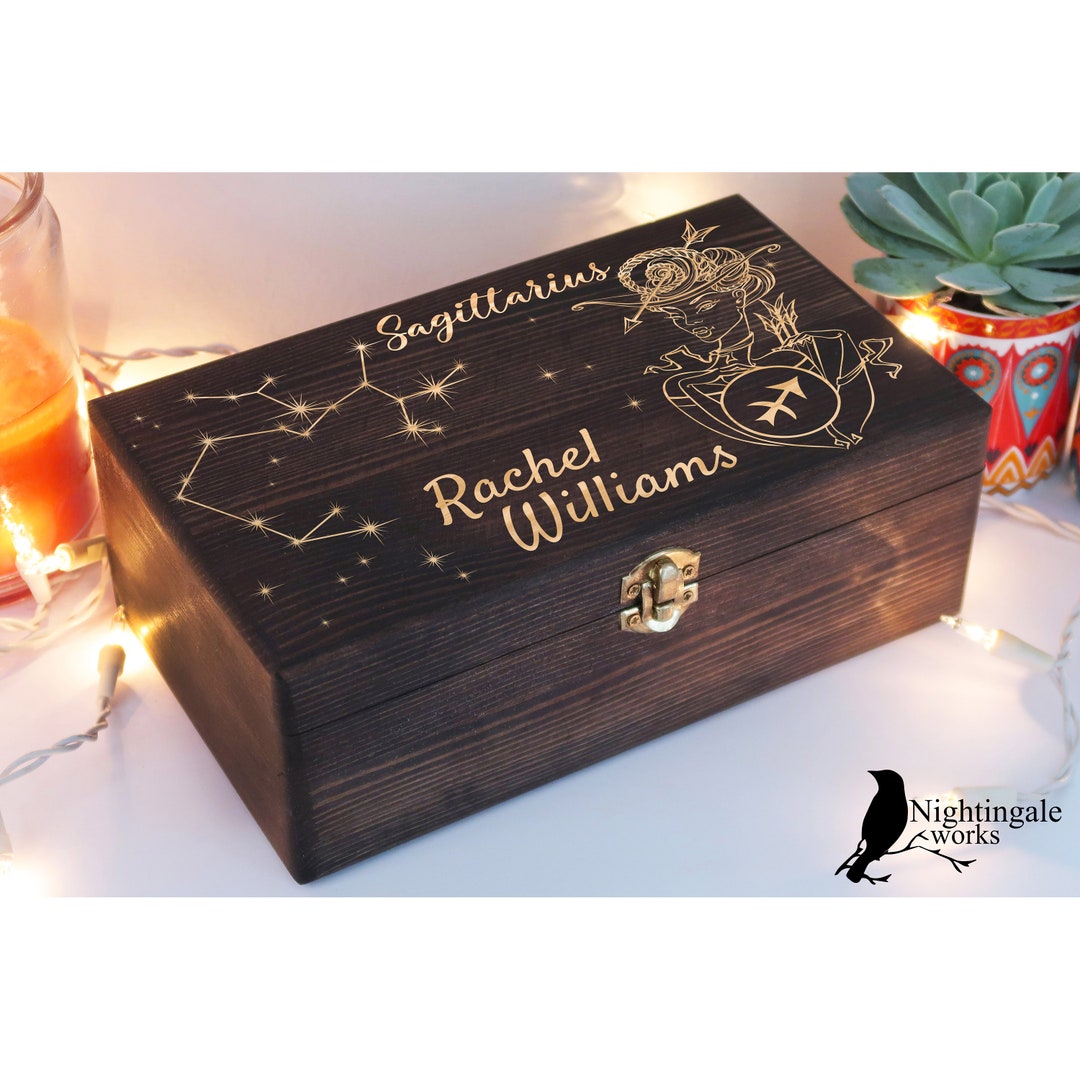 Personalized Engraved Sagittarius Zodiac Box, Astrology Gift, Zodiac ...
