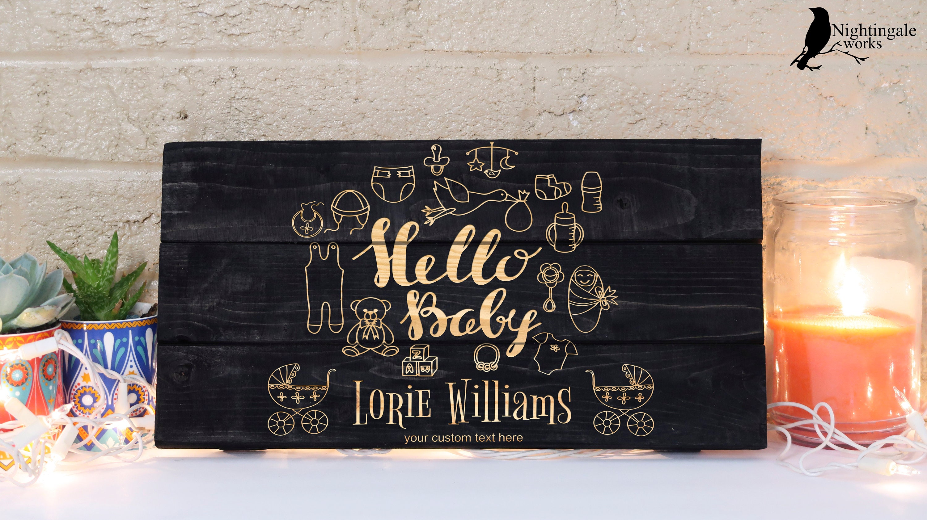 Hello Baby Sign Nursery Sign Baby Shower Gift Personalized | Etsy