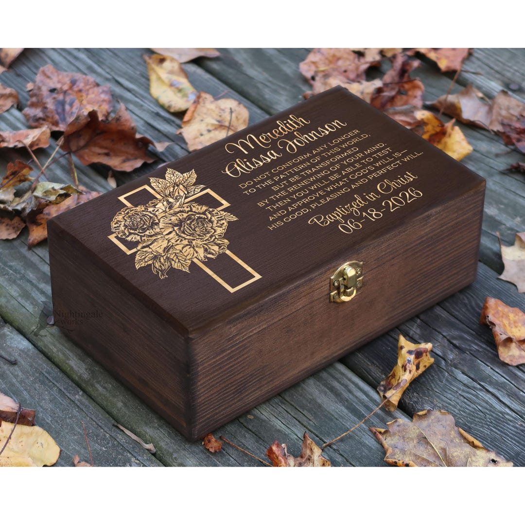 Personalized Engraved Baptism Box, Godchild Gift, Baby Baptism ...