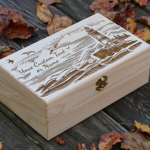Personalized Engraved Lighthouse Box, Collection Box, Storage Box ...