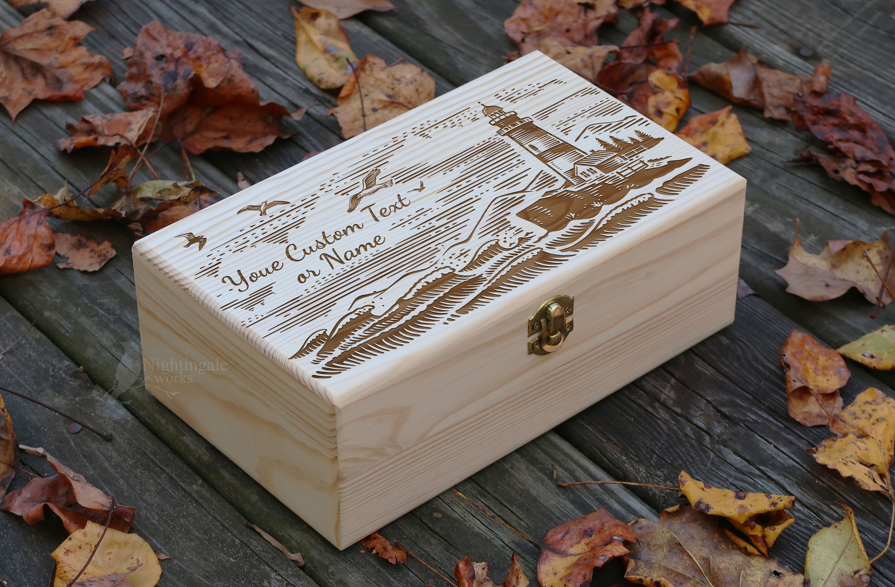 Personalized Engraved Lighthouse Box, Collection Box, Storage Box ...