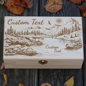 Personalized Engraved Mountains Box, Collection Box, Storage Box, Photo ...