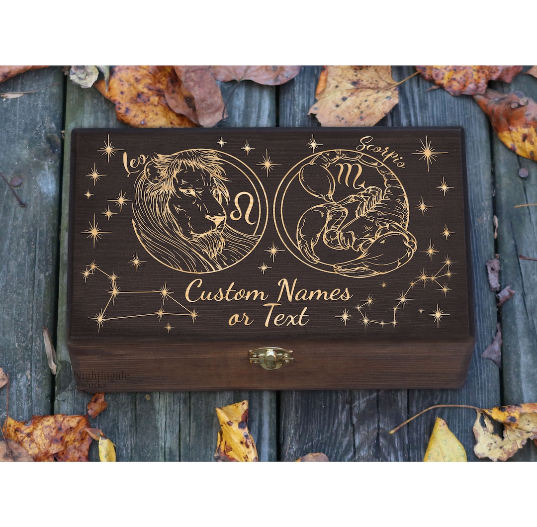 Personalized Engraved Zodiac Box for Couples or Friends, Zodiac Artwork ...