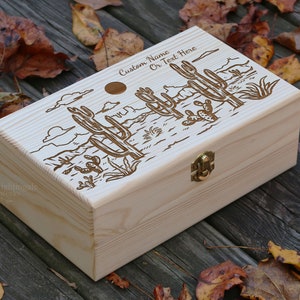 Personalized Engraved Desert Gift Box, Western Style, Cactus Art Box ...