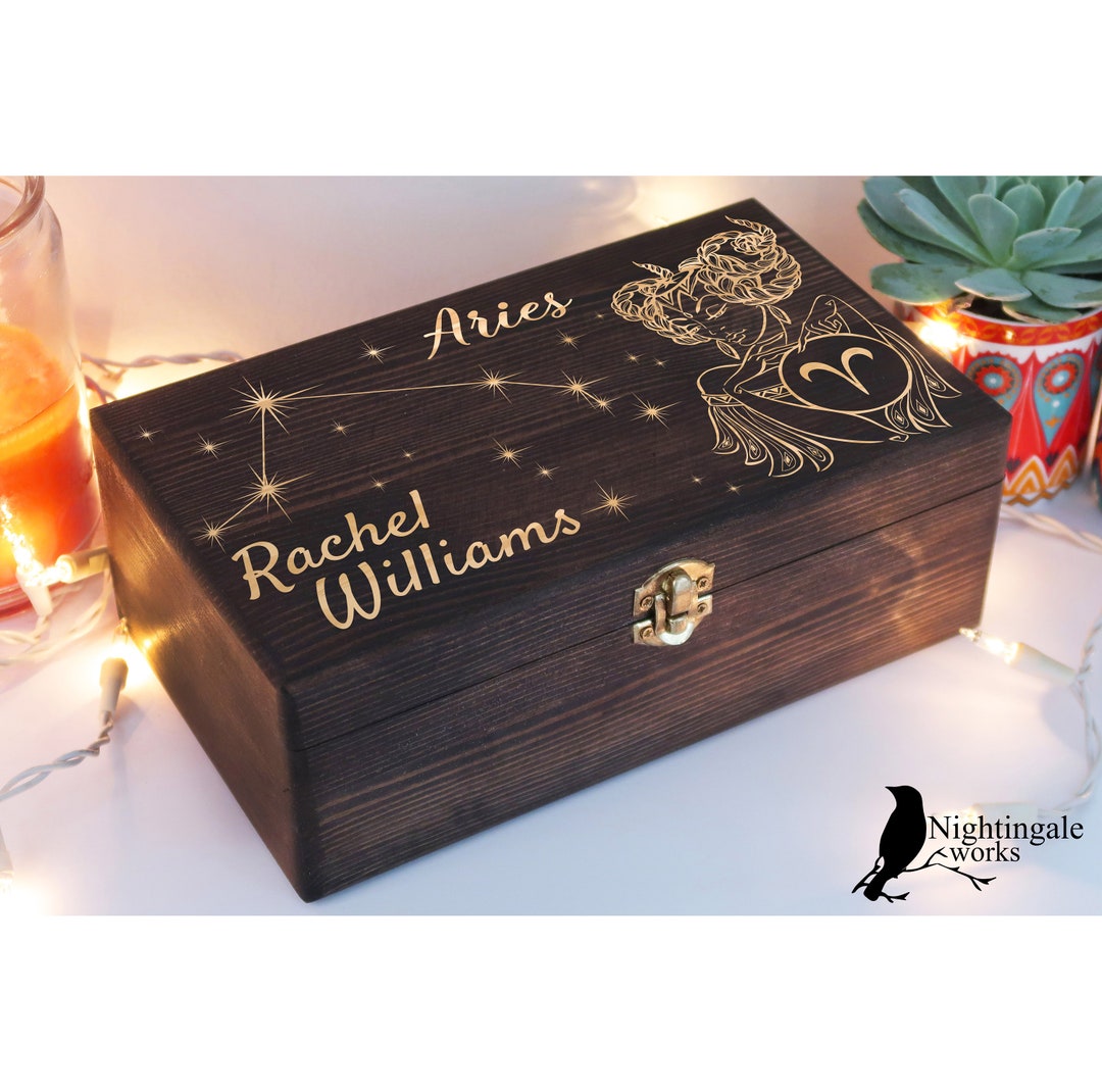 Personalized Engraved Aries Zodiac Box, Astrology Gift, Zodiac Gifts ...
