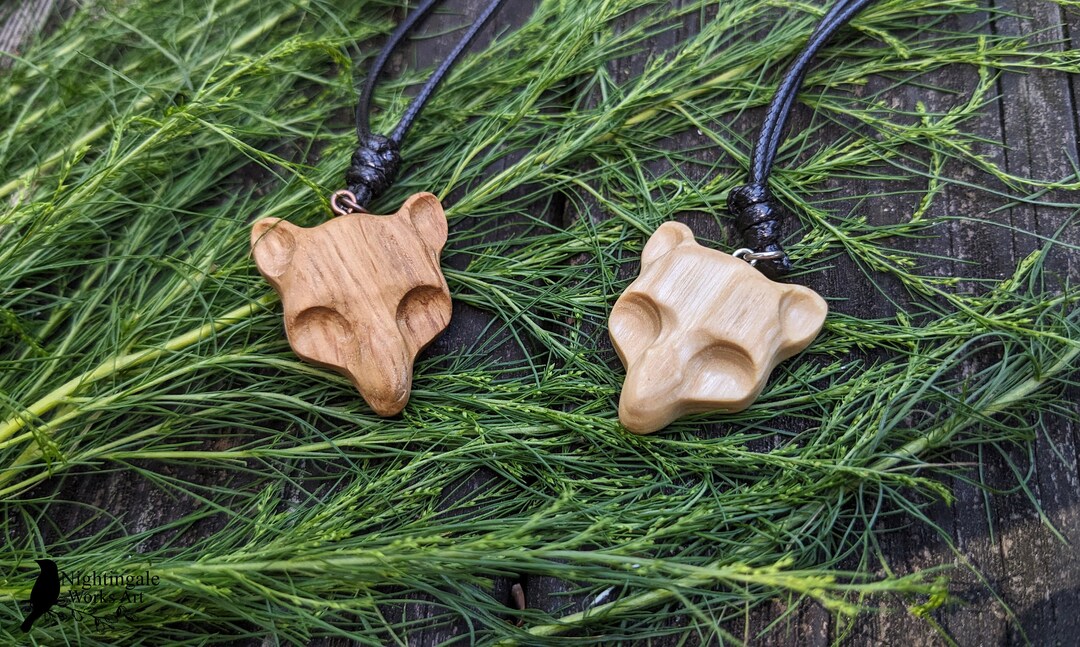Wooden Bear Pendant and Necklace, Eco Friendly Accessory, Bear Head ...