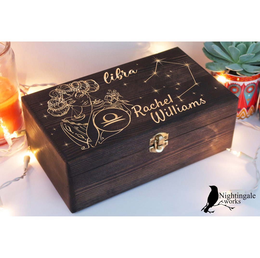 Personalized Engraved Libra Zodiac Box, Astrology Gift, Zodiac Gifts ...