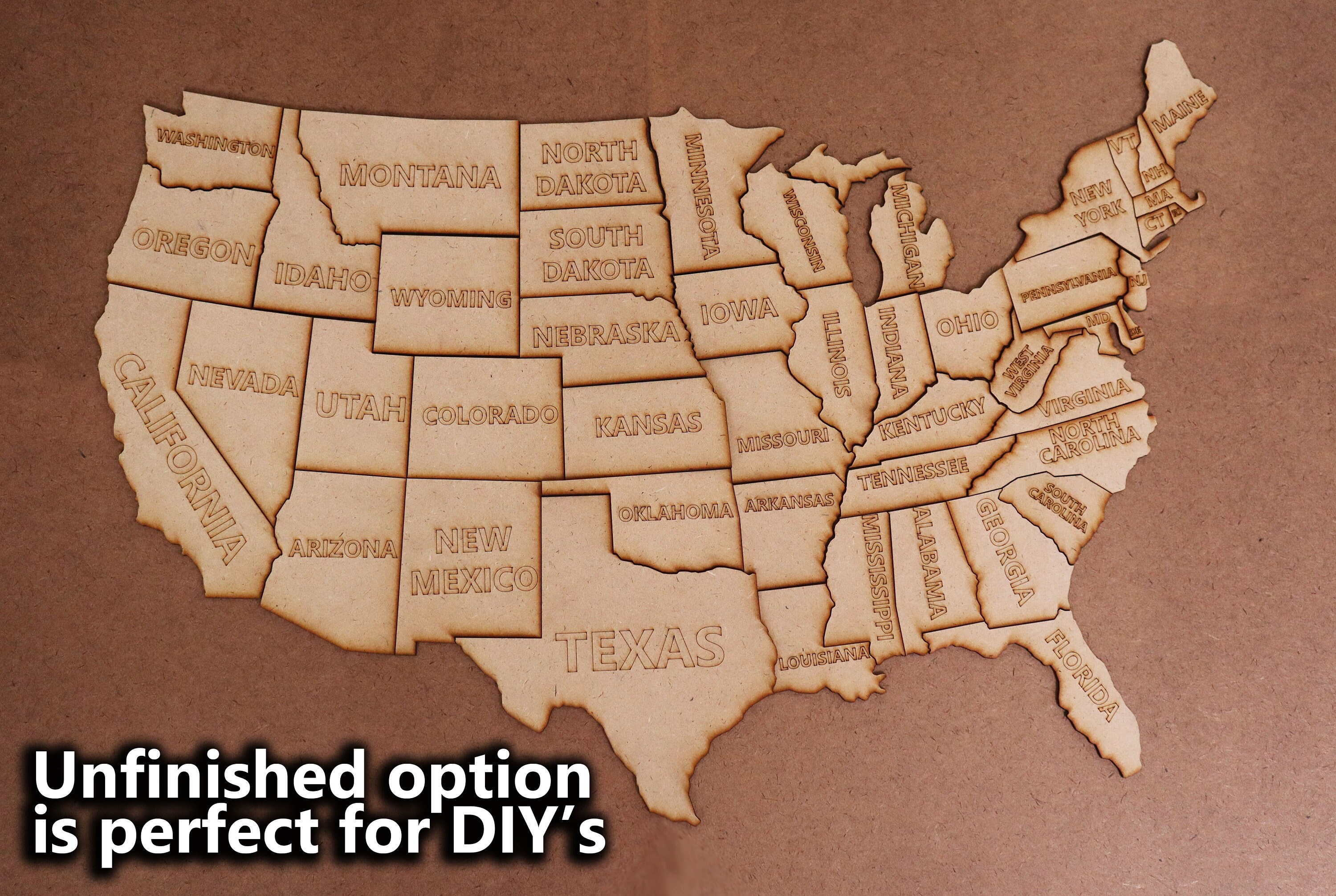 USA 50 States Map DIY Project, Wooden United States of America Puzzle ...