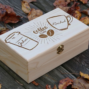 Personalized Engraved Coffee Storage Box, Coffee Box Organizer, Coffee ...