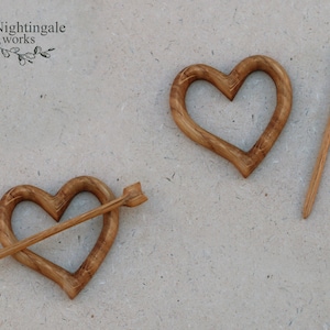 Wooden Heart Pin, Shawl Pin, Wood Scarf Pin, Eco Friendly Accessory ...