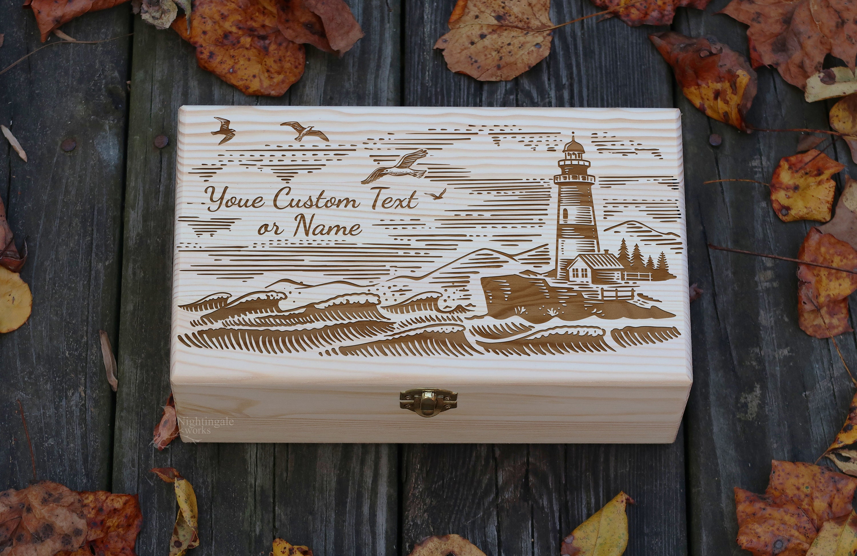Personalized Engraved Lighthouse Box, Collection Box, Storage Box ...
