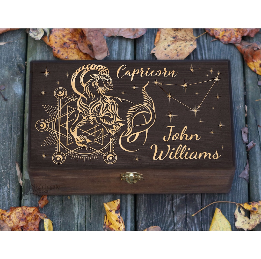 Personalized Engraved Capricorn Zodiac Box, Astrology Gift, Zodiac ...