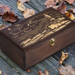 Personalized Engraved Lighthouse Box, Collection Box, Storage Box ...